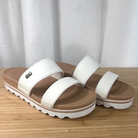 Reef | Shoes | Reef Banded Horizon White Hi Slide Sandal Platform Wedge ...